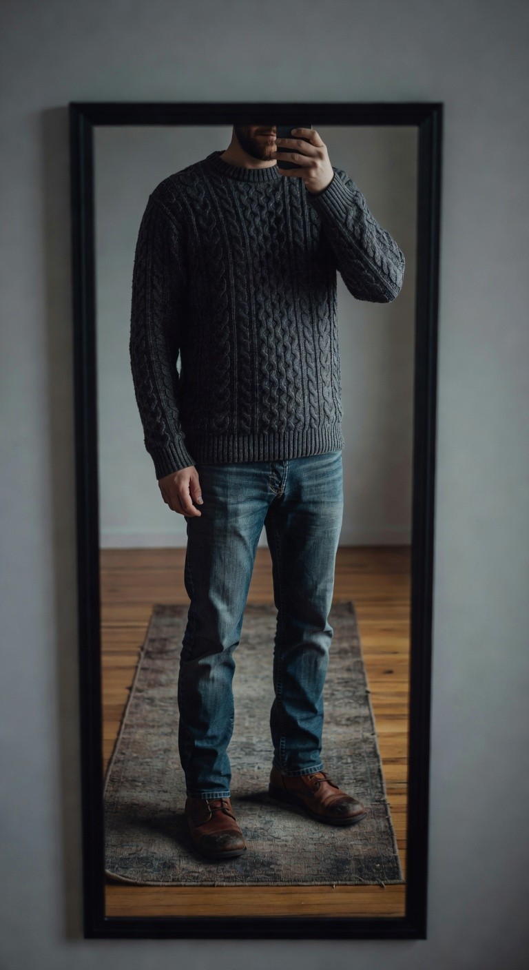 17 Trendy Cable Knit Sweater Outfits for Men That Add Texture and Warmth